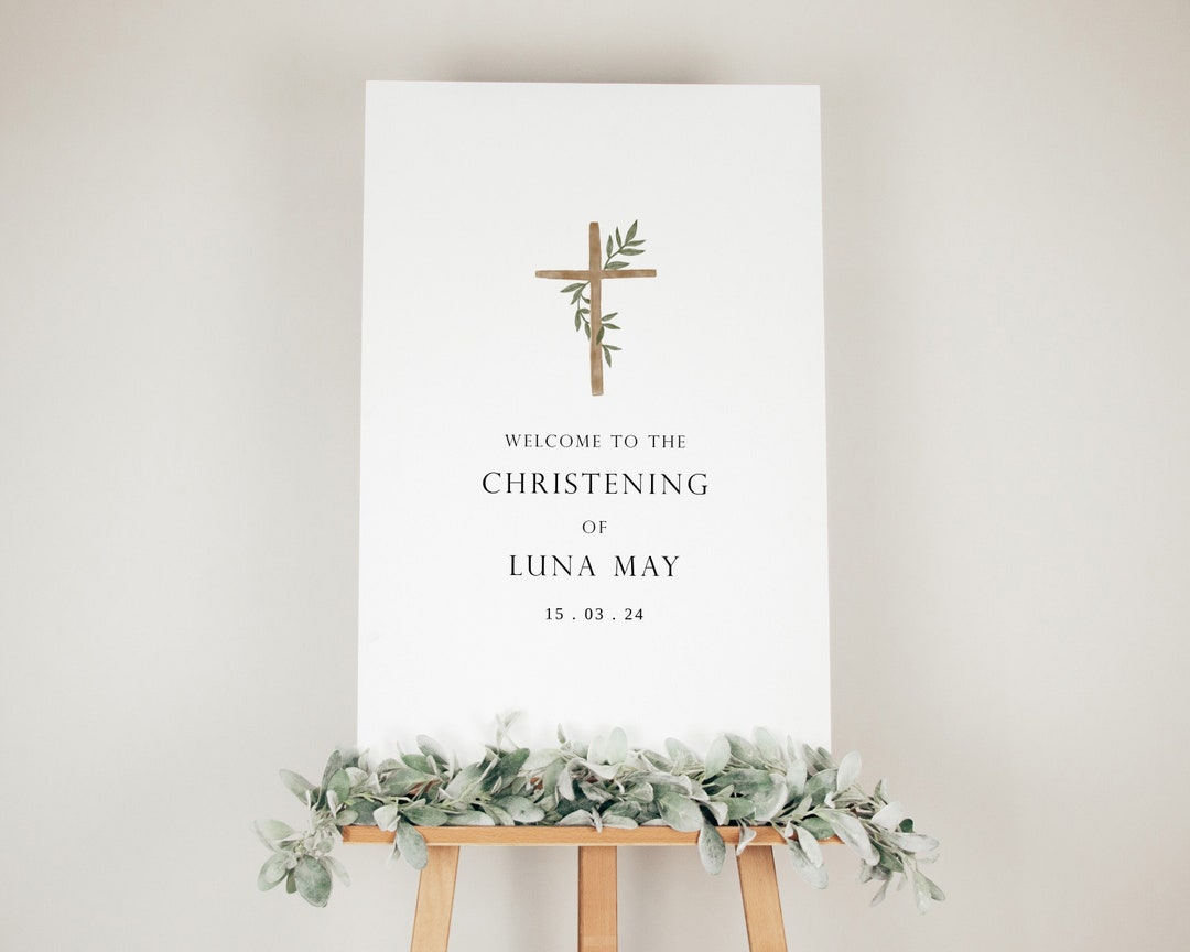 Personalised Christening Welcome Sign Template - Baptism Welcome Sign ...