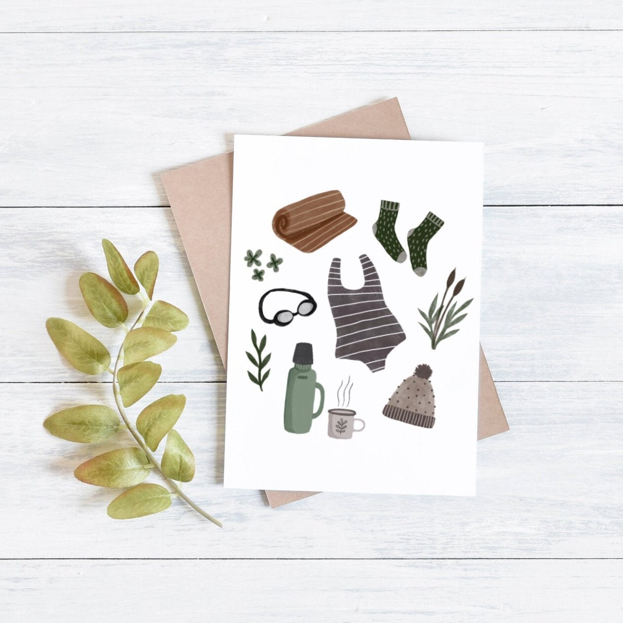 Wild Swimming Essentials Greeting Card Wild Swimmer Card | Etsy UK