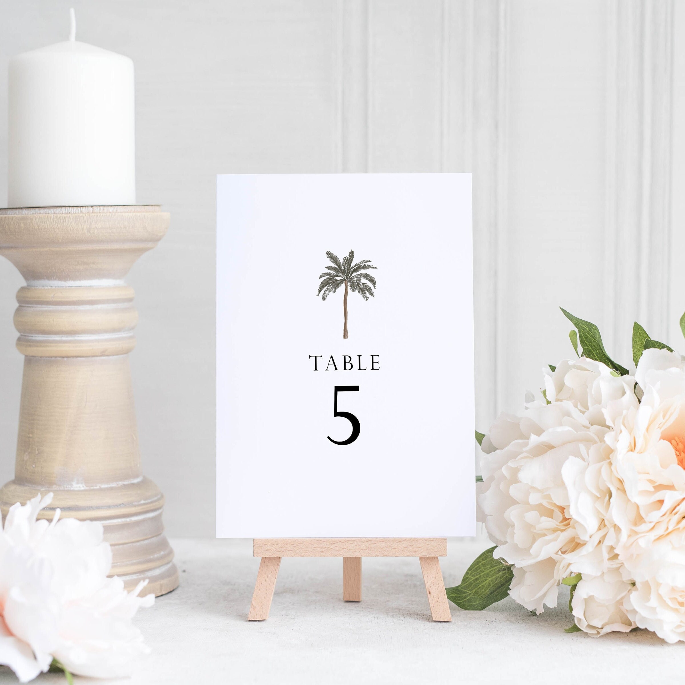 Palm Tree Table Number Template - Table Numbers for Tropical Wedding ...