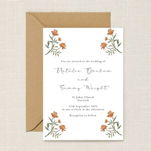 Fall Florals Invitation Template for Wedding Flower Invitation Double ...
