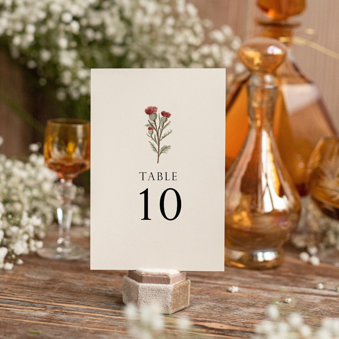 Scottish Thistle Table Number Template Table Numbers for Scottish ...