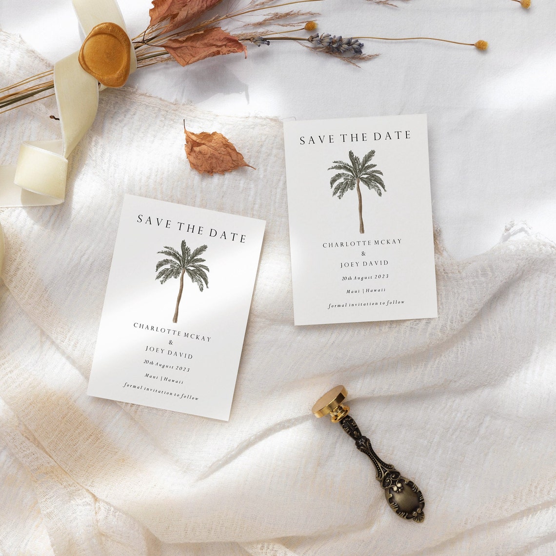 Save the Date Template - Palm Tree Save the Date - Tropical Wedding ...