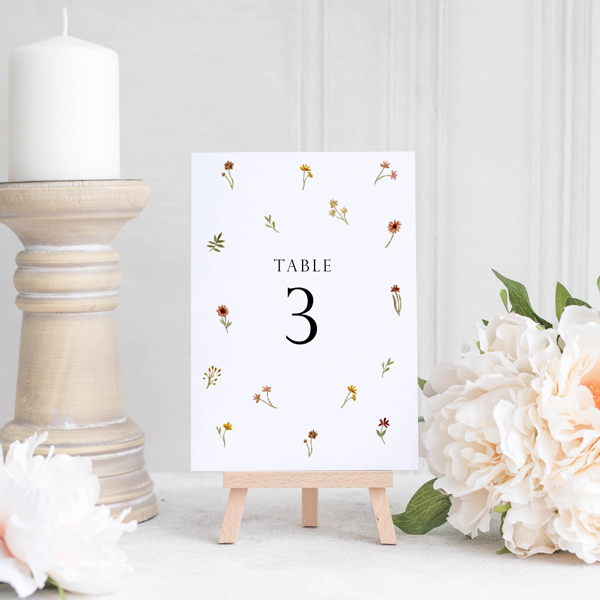 Wildflower Table Number Template - Table Numbers for Wedding ...
