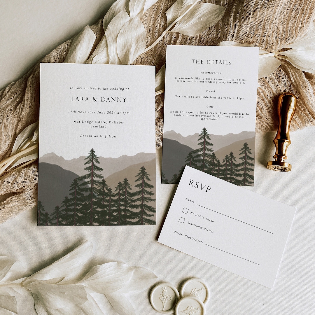 Forest Wedding Invitation Template - Forest Wedding Invite - Editable ...