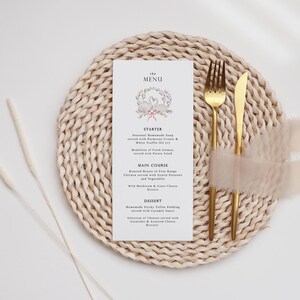 Classic Swans Wedding Menu Template - Wedding Menu Template - Swan ...