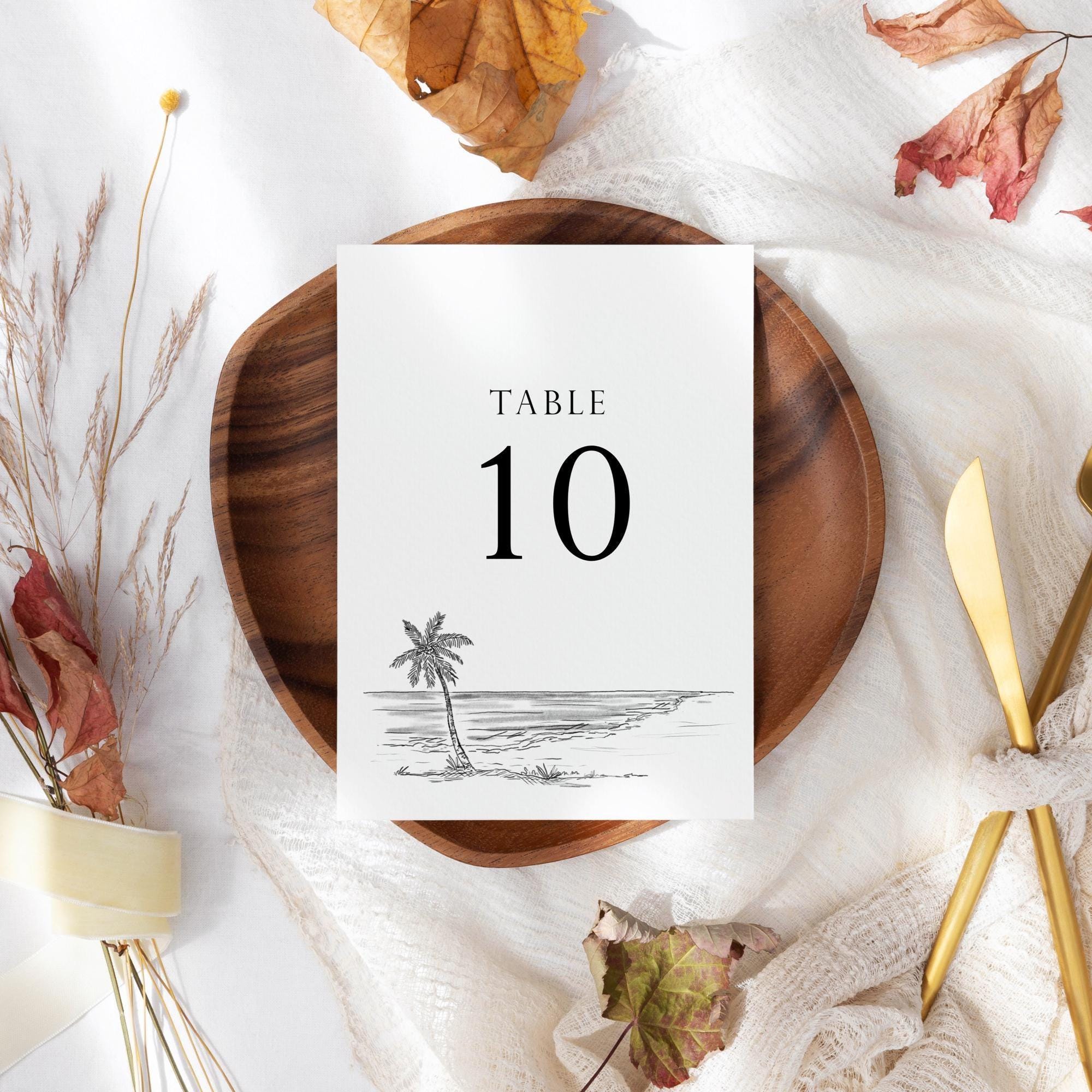 Beach Palm Tree Table Number Template - Table Numbers for Tropical ...
