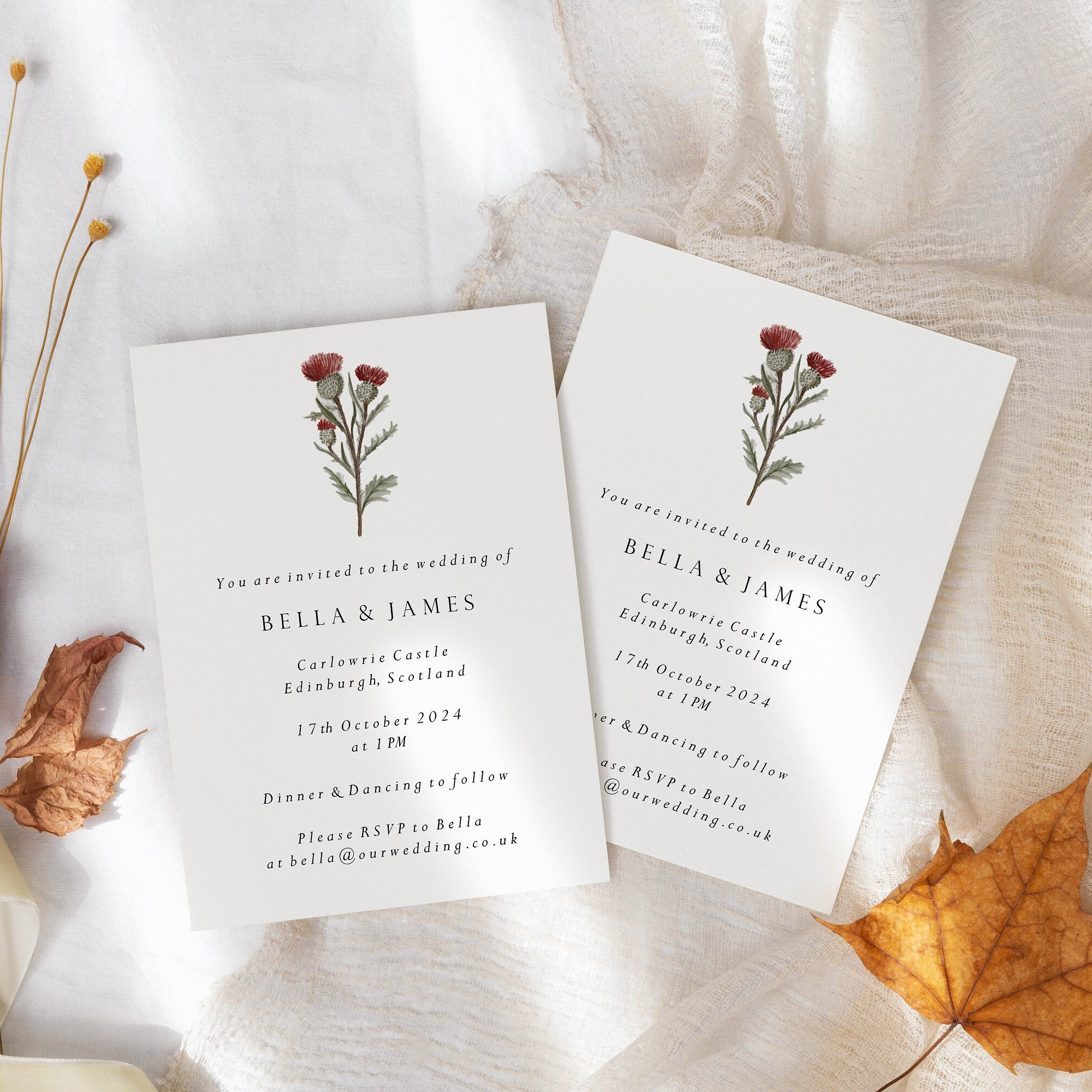 Scottish Thistle Wedding Invitation Scotland Wedding Invite - Etsy UK