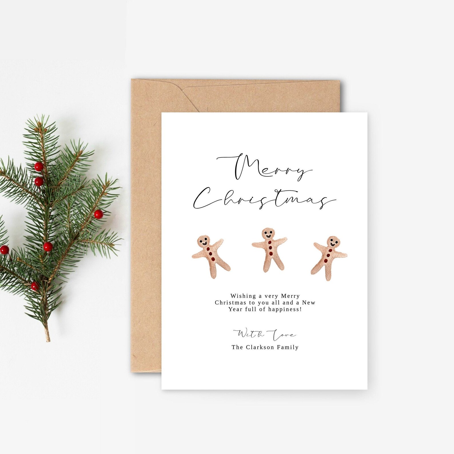 Gingerbread Man Christmas Card Template | Personalised Christmas Card ...