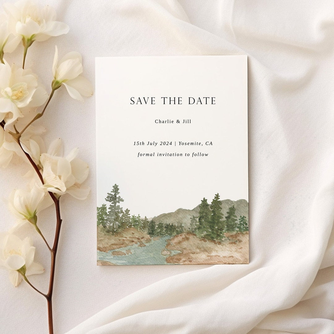 Yosemite National Park Save the Date Template - Mountain Save the Date ...