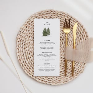 Winter Wedding Menu Template - Pine Forest Wedding Menu Template ...