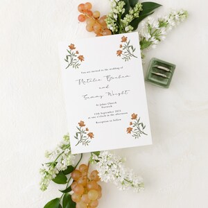 Fall Florals Invitation Template for Wedding Flower Invitation Double ...