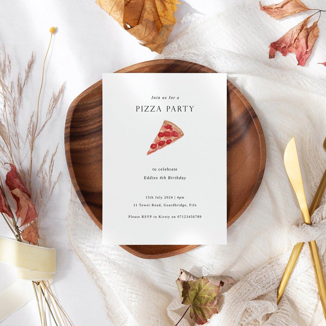Pizza Party Invite | Birthday Invitation for Pizza Party | Template for ...