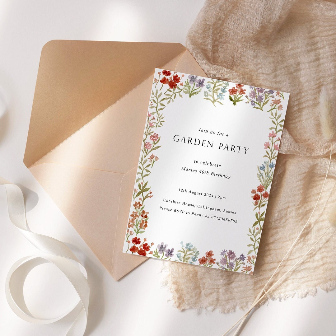 Garden Party Invite Template | Editable Party Invite | Template for ...