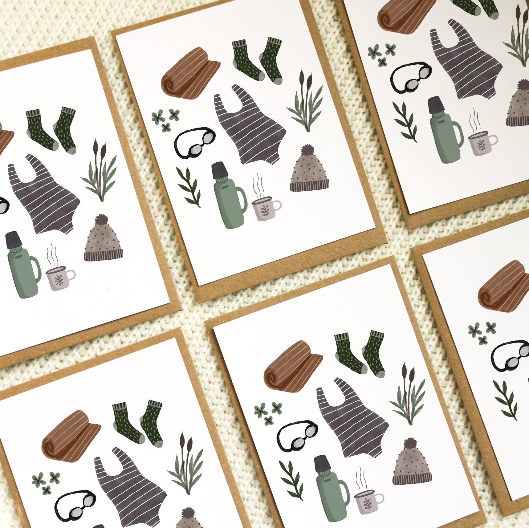 Wild Swimming Essentials Greeting Card Wild Swimmer Card | Etsy UK