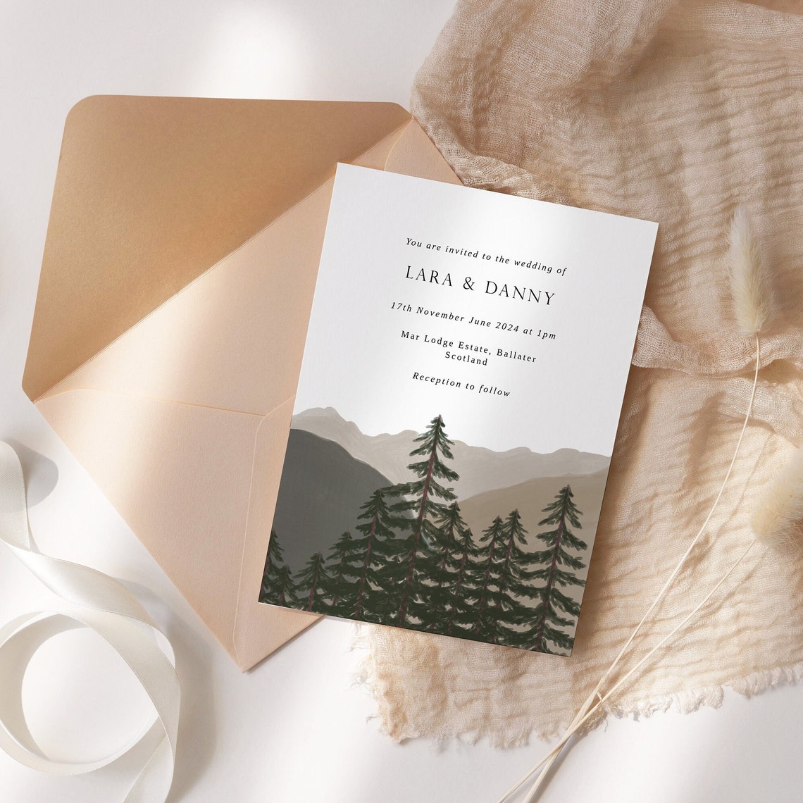 Forest Wedding Invitation Template - Forest Wedding Invite - Editable ...