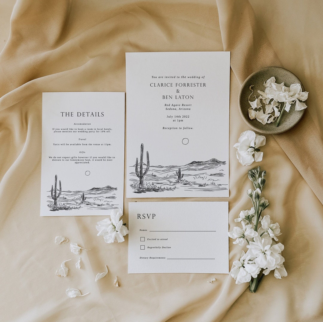 Desert Sun Wedding Invitation Template - Desert Wedding Invite ...