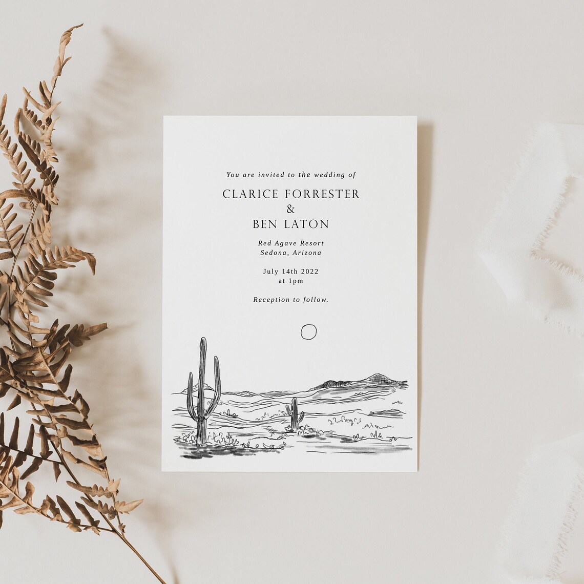 Desert Sun Wedding Invitation Template - Desert Wedding Invite ...