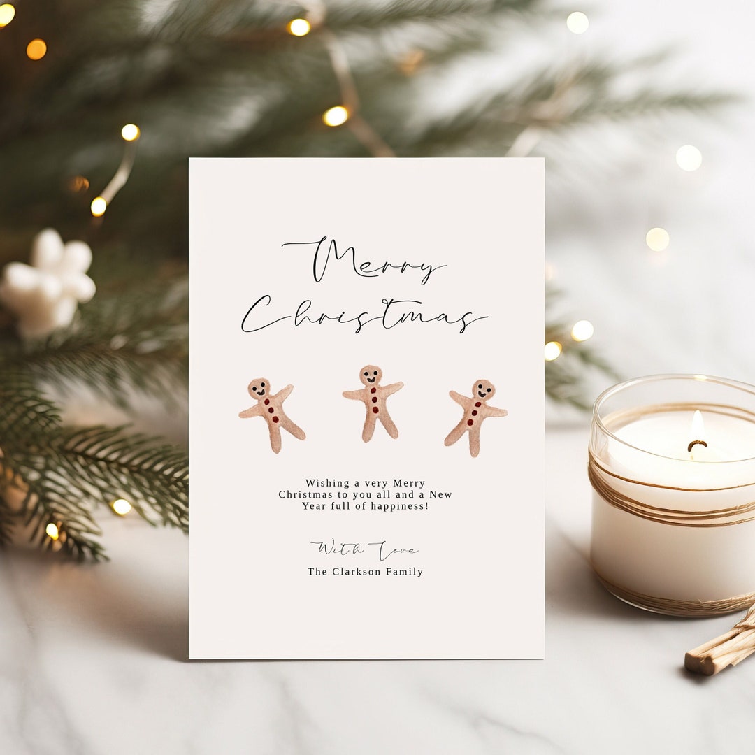 Gingerbread Man Christmas Card Template | Personalised Christmas Card ...