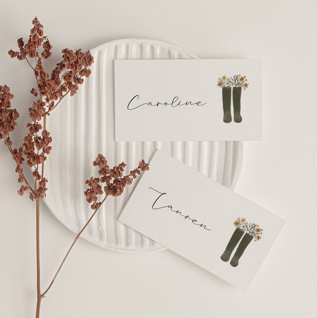Welly Boot Place Card Template for Wedding Welly Boots Escort Card ...