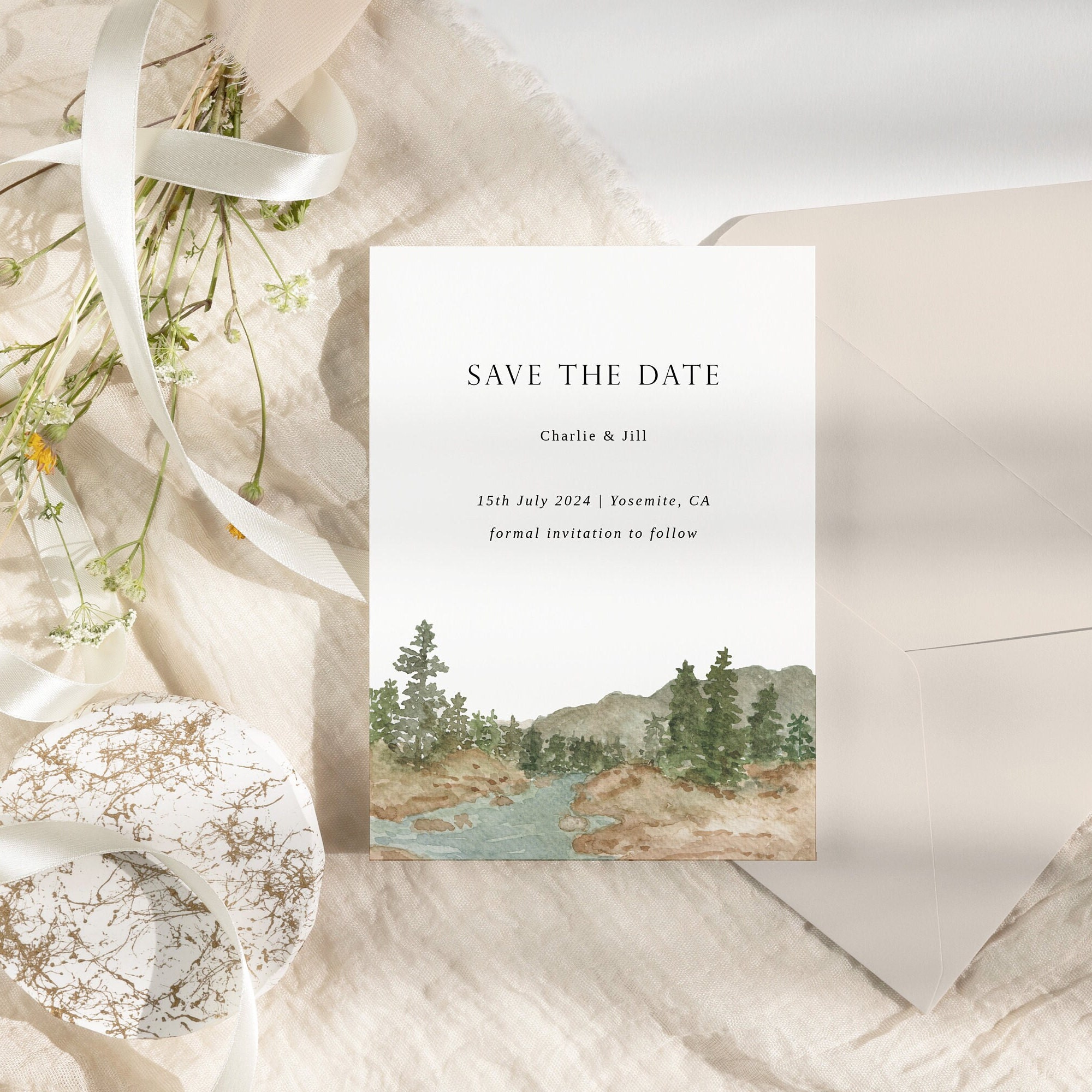 Yosemite National Park Save the Date Template - Mountain Save the Date ...