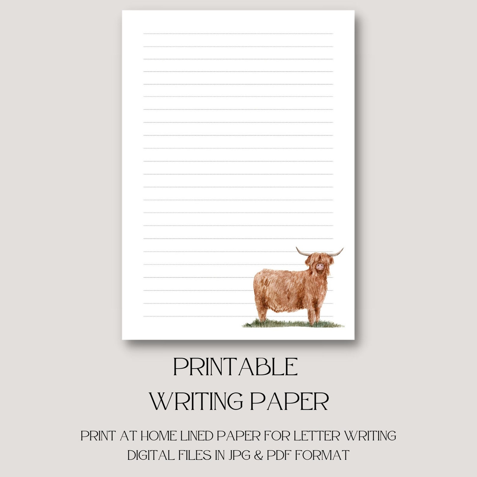 Printable Letter Writing Paper Printable Highland Cow - Etsy UK