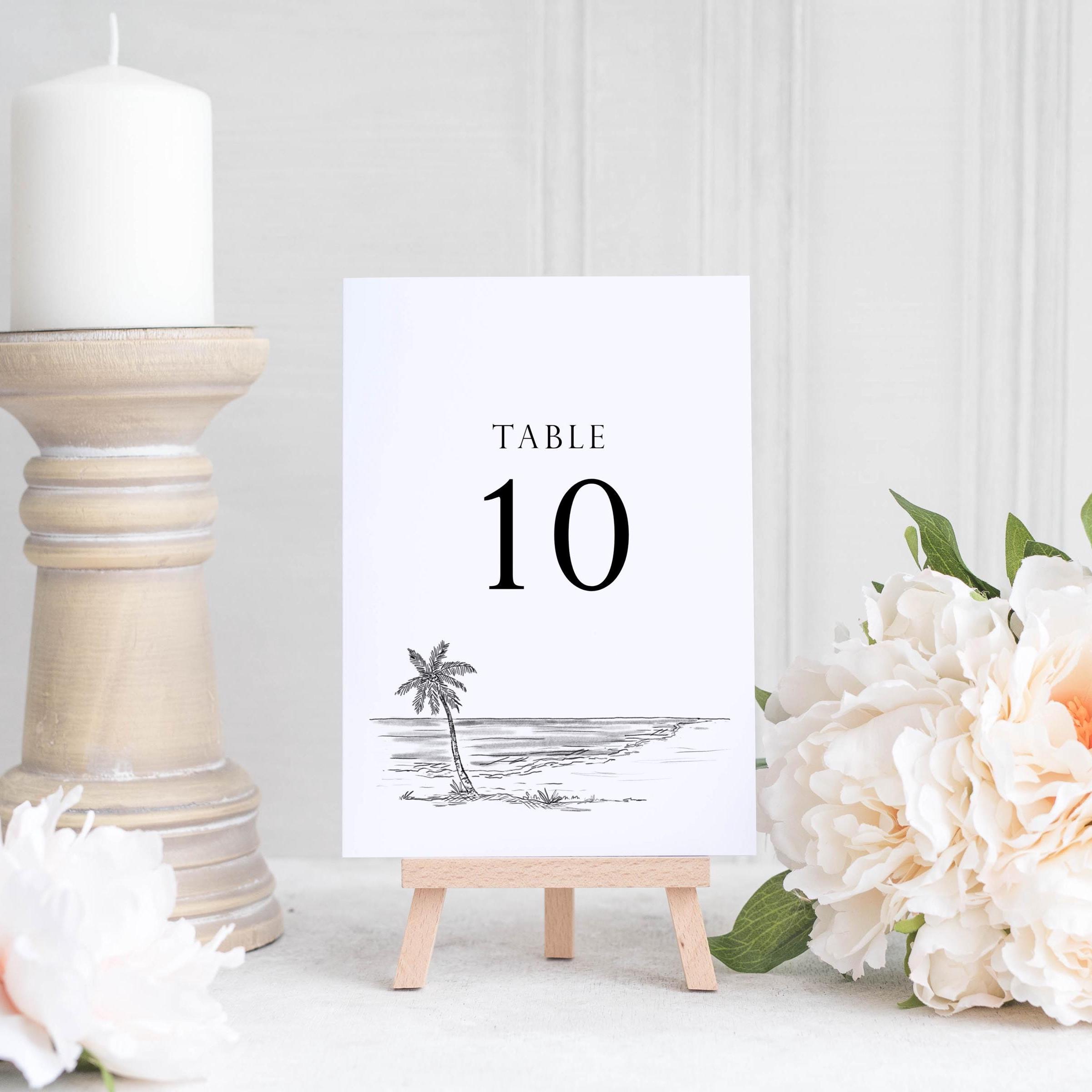 Beach Palm Tree Table Number Template - Table Numbers for Tropical ...