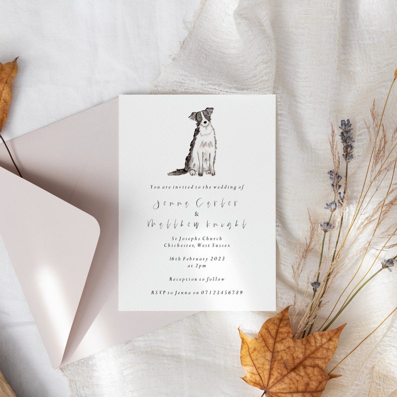Personalised Dog Wedding Invitations Pet Portrait Invites - Etsy UK