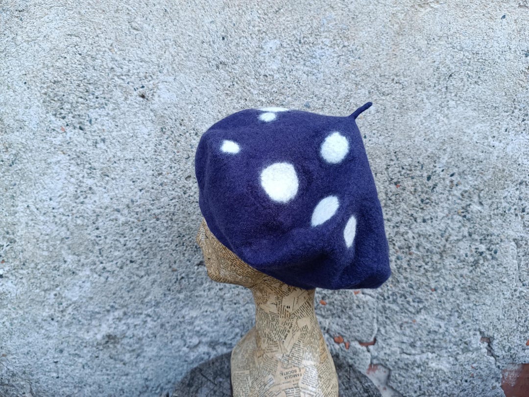 Polka Dot Purple Felt Beret, Cosplay Festival Amanita Magic Mushroom ...