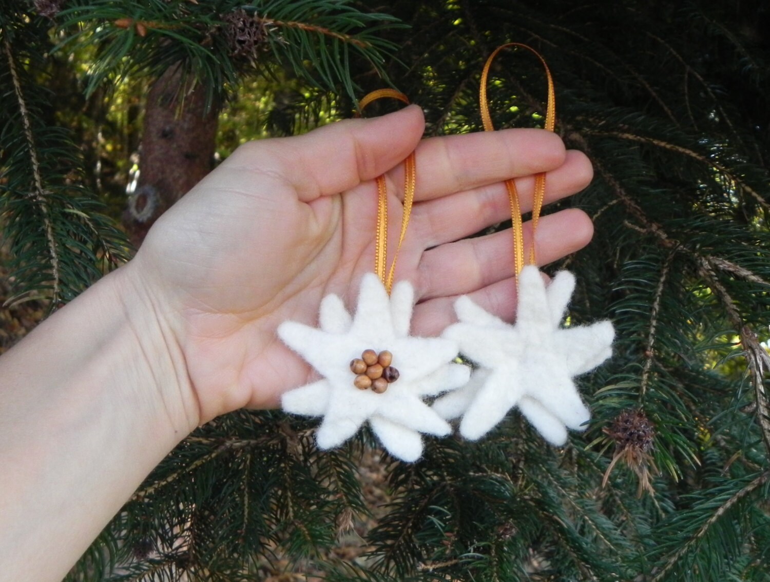 Christmas Small Ornament Felt Edelweiss, Small White Edelweiss ...