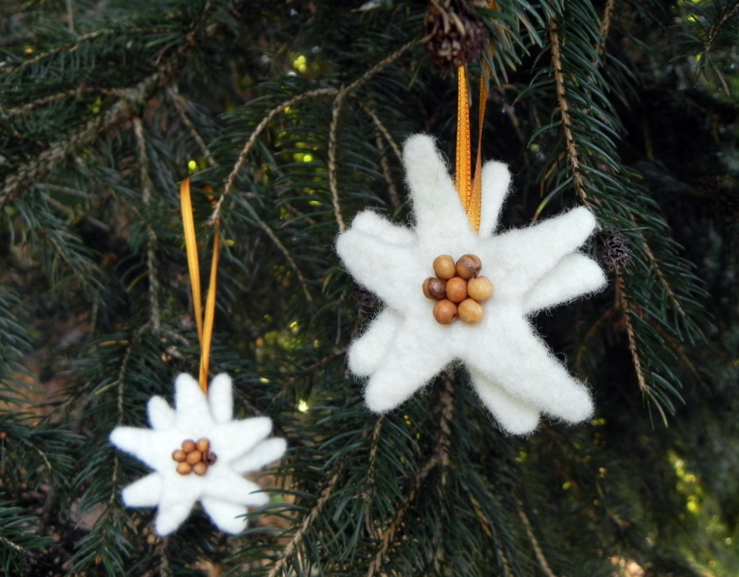 Christmas Small Ornament Felt Edelweiss, Small White Edelweiss ...