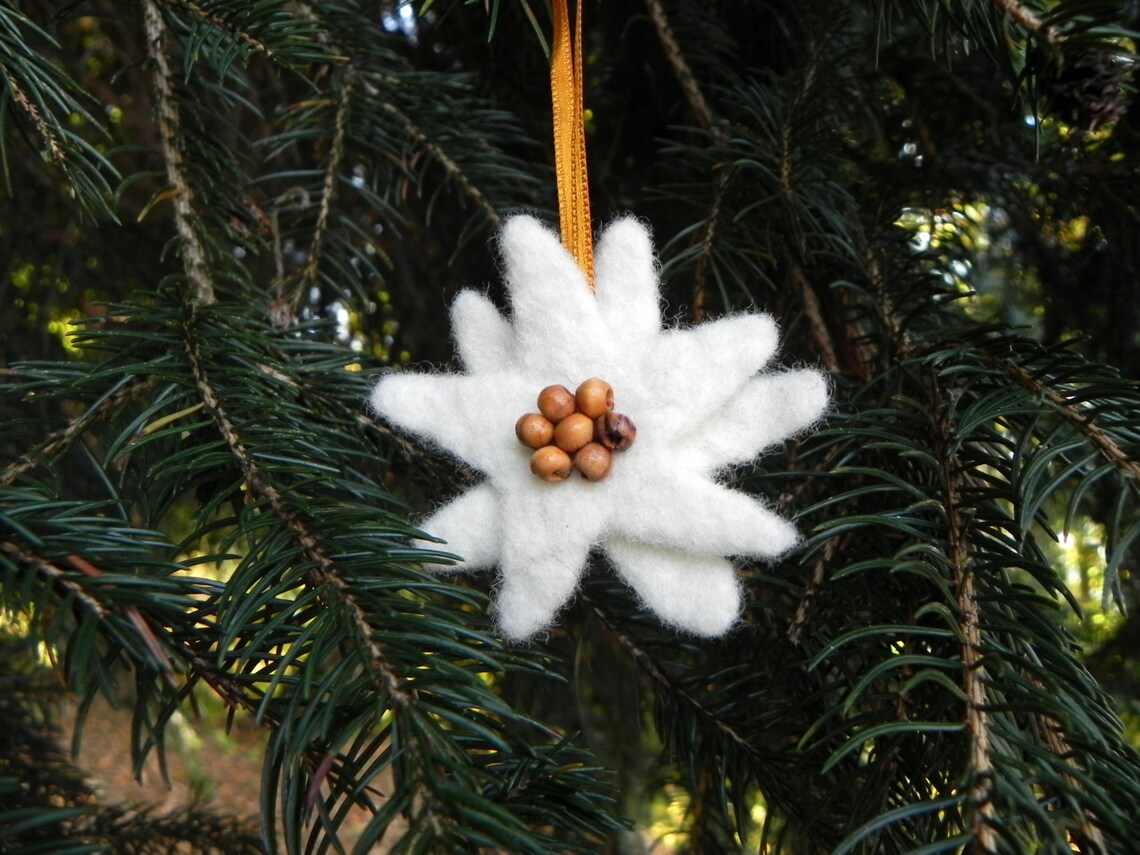 Christmas Small Ornament Felt Edelweiss, Small White Edelweiss ...