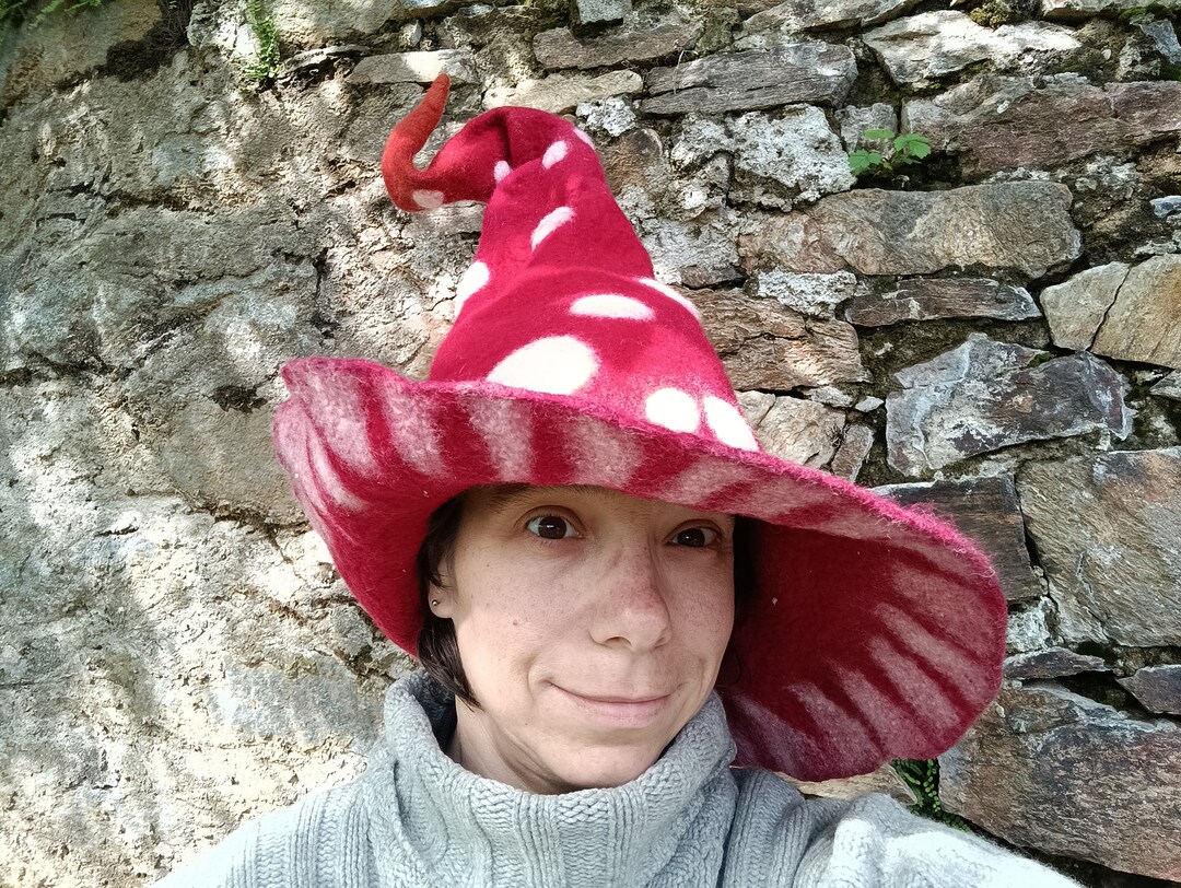 Toadstool Elf Pixie Felt Cosplay Red Hat, Amanita Witch Mushroom Pixie ...