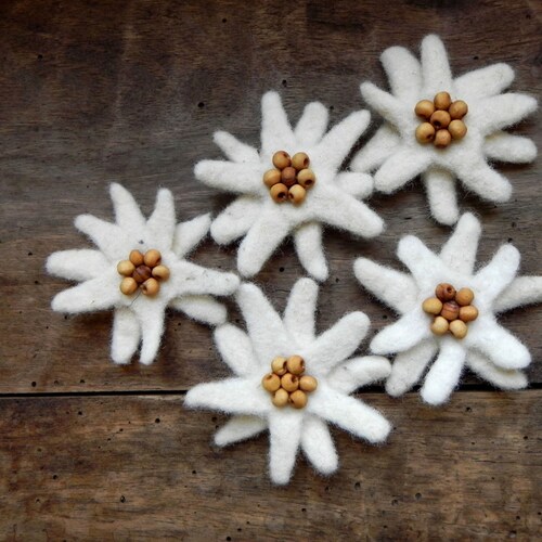 Edelweiss Felt Pin Edelweiss Felt Brooch Felted Flower - Etsy
