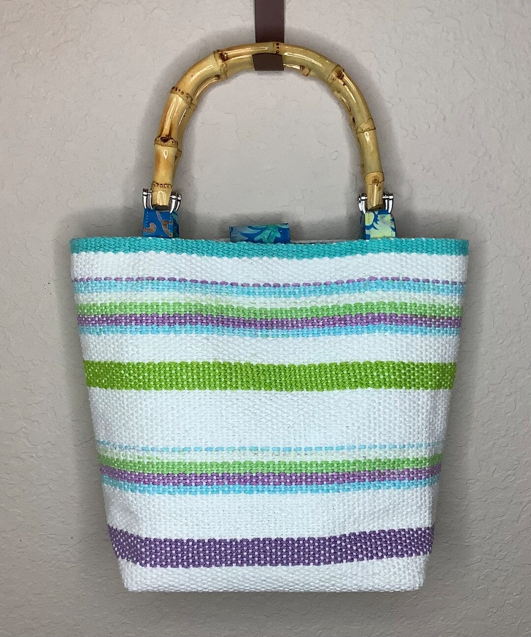 Handwoven Handbag Bag With Bamboo Handles - Etsy