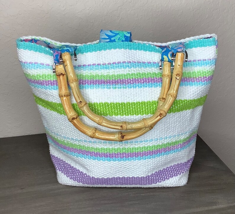 Handwoven Handbag Bag With Bamboo Handles - Etsy