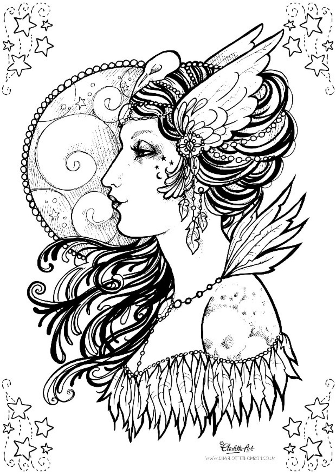 Adult Colouring Page. Gothic 'Mystic Raven' Crow | Etsy