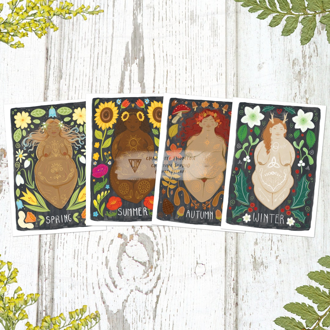 Fat Goddess Seasons Postcard Set, A6 Size, Witch Decor, Pagan Gifts ...