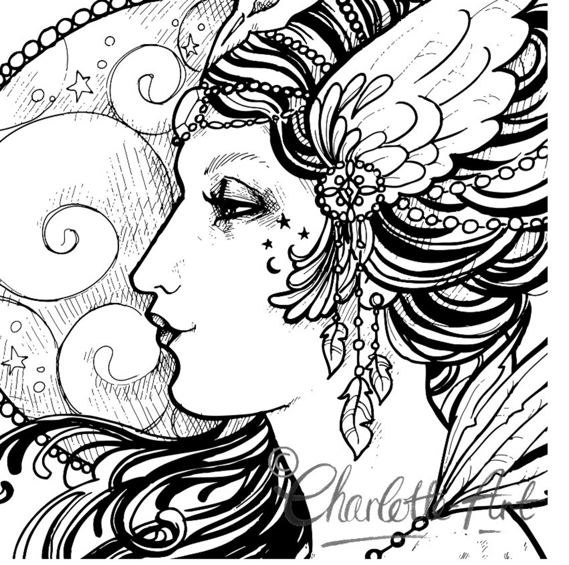 Adult Colouring Page. Gothic 'mystic Raven' Crow - Etsy