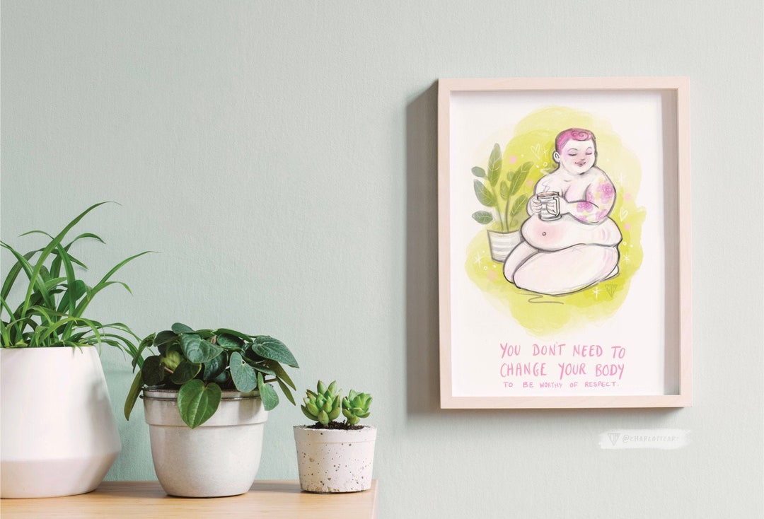 Body Positive Art - Fat Positive Affirmation - Punk Fat Woman Art A4 ...