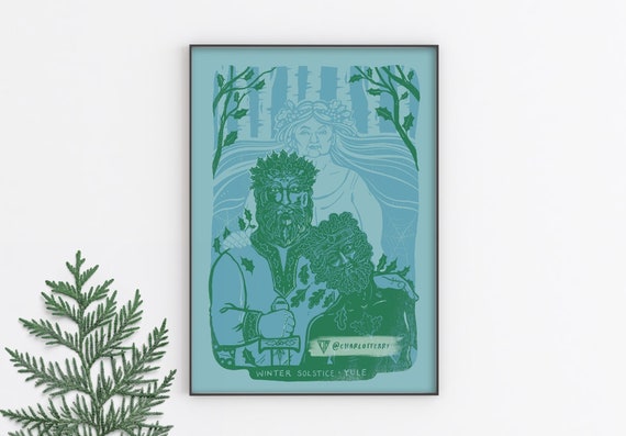 Yule Winter Solstice Pagan Wheel of the Year Art Print A4 | Etsy