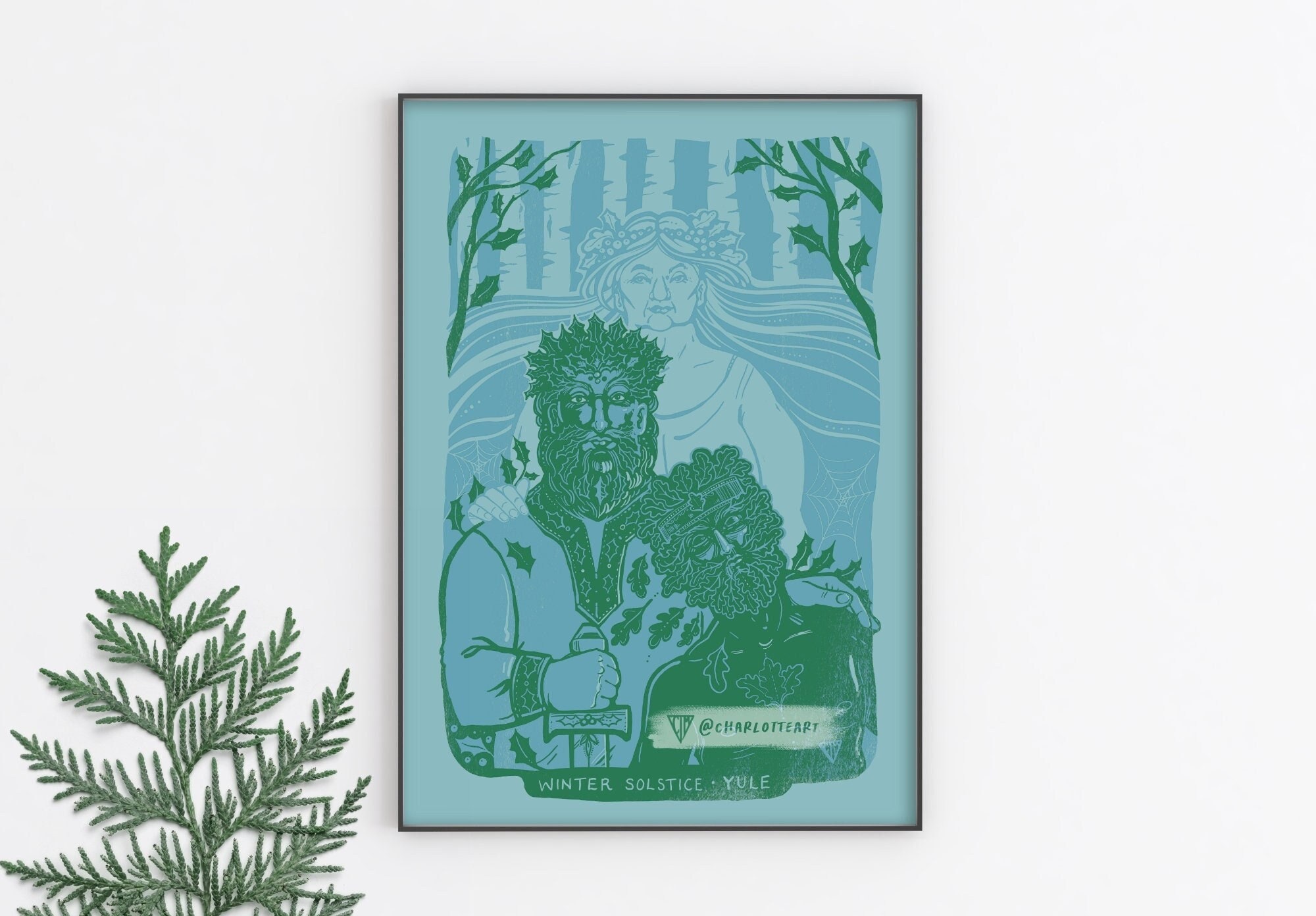 Yule Winter Solstice Pagan Wheel of the Year Art Print - A4 Size ...
