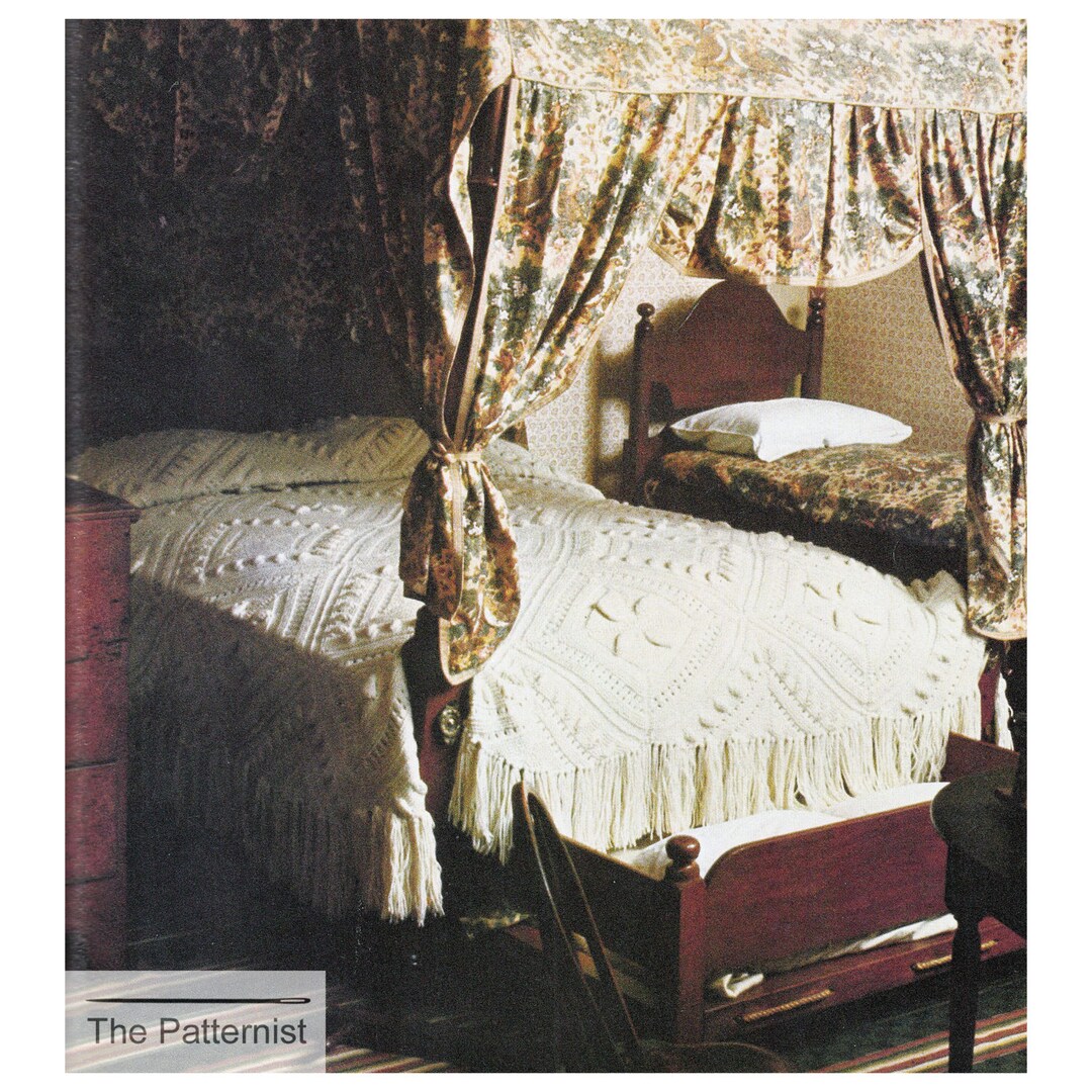 Colonial Bedspread Knitting Pattern Vintage 70s Antique-style Coverlet ...