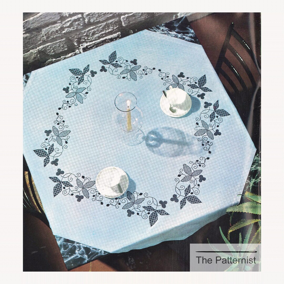 PDF Vintage Spanish Blackwork Tablecloth Embroidery Pattern 47 X 47 ...
