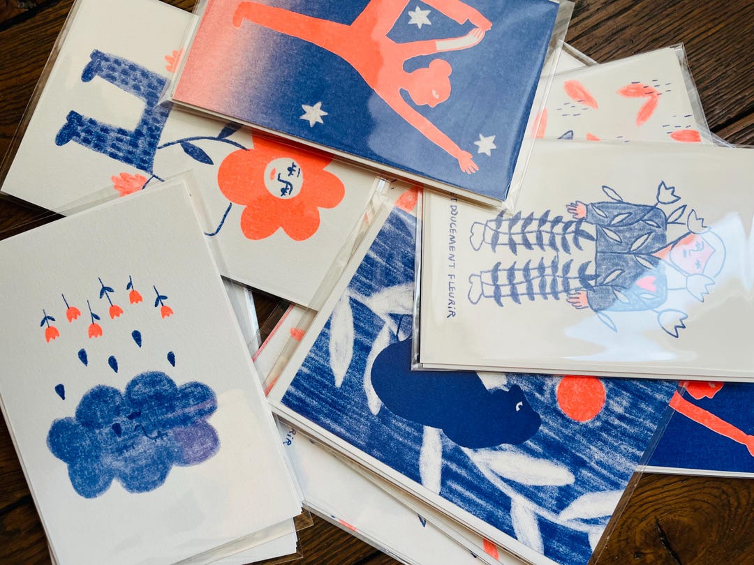 Riso Pack - 10x15cm Risograph Cards - Etsy