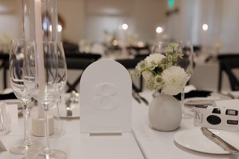 White Arch Acrylic Table Numbers (1-13) With Stands - Etsy