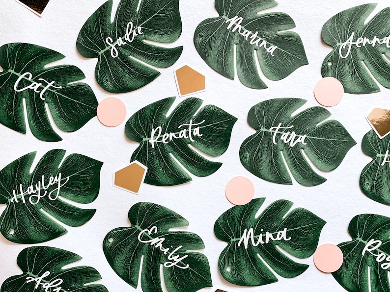 Monstera Leaf Name Tags for Bridal and Bachelorette Party - Etsy