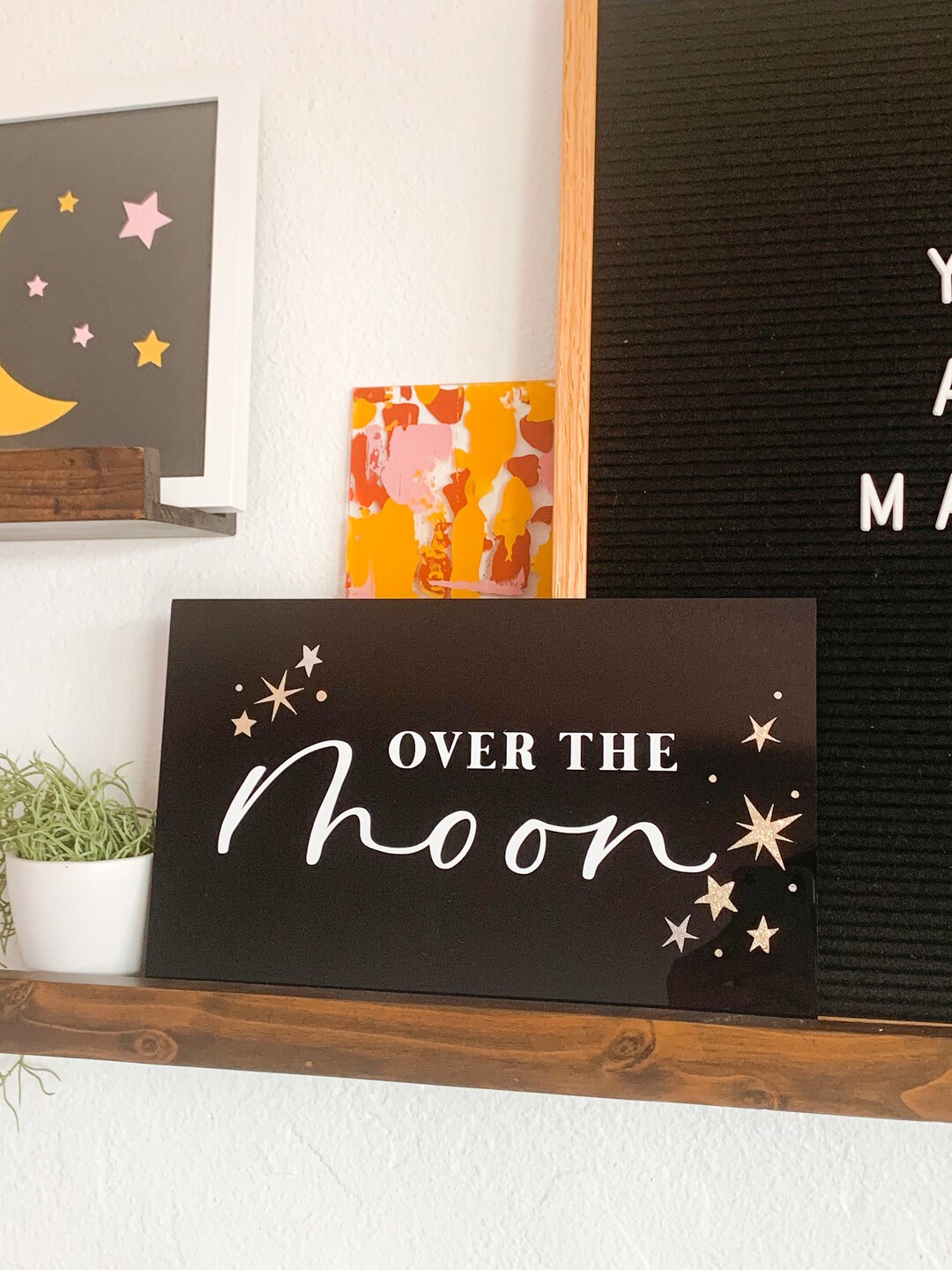 Over the Moon Black Acrylic Sign - Etsy