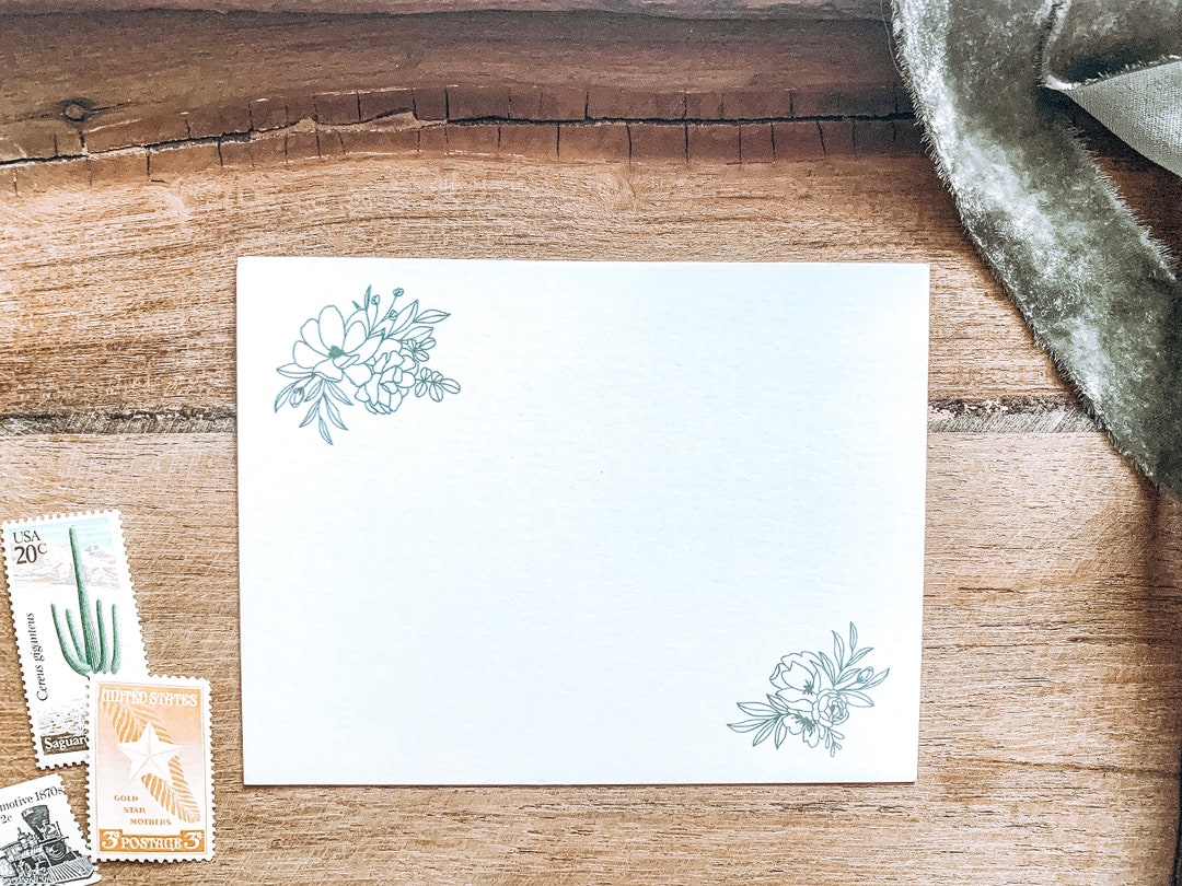 Sage Green Flat Floral Card - Etsy