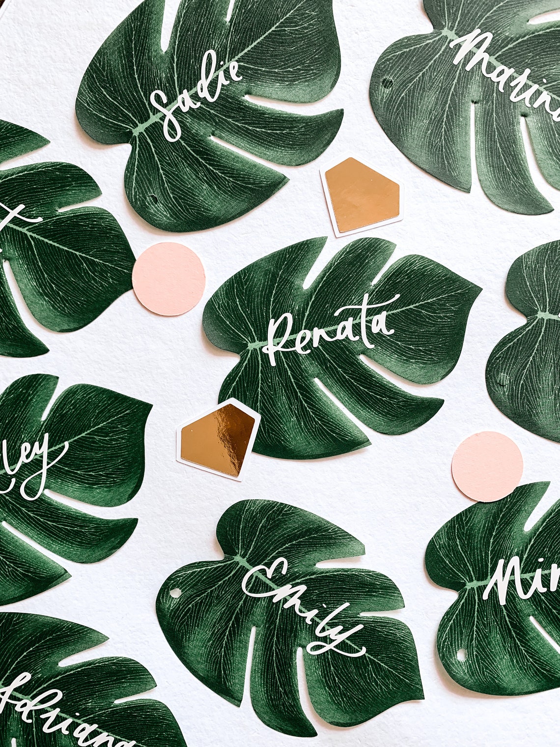 Monstera Leaf Name Tags for Bridal and Bachelorette Party - Etsy