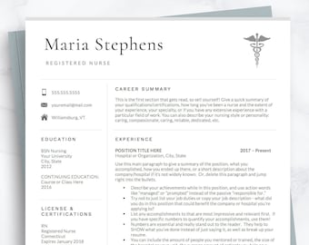 Nurse Resume Template for Word & Pages 1 and 2 Page Resume - Etsy Canada